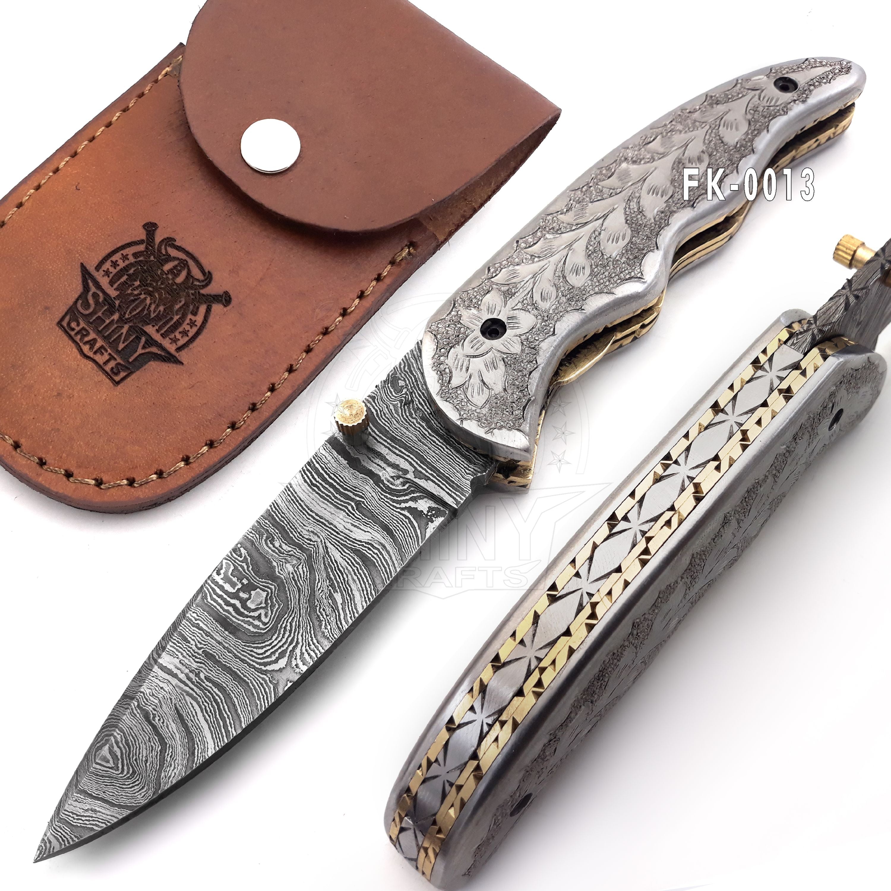 Beautiful Damascus Pocket knife with Damascus Handle & Blade, Folding ...